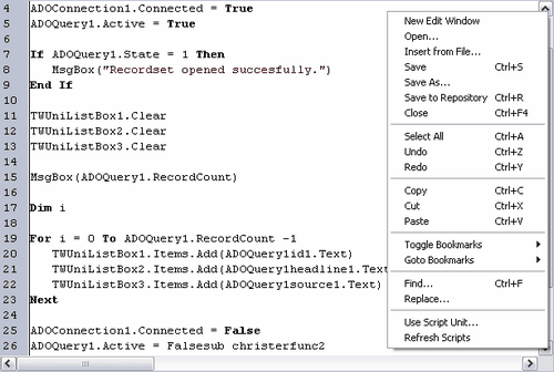 Script Editor - Viz Pilot